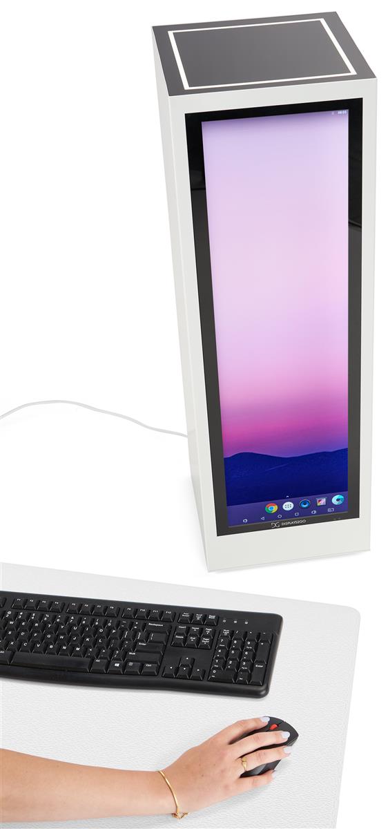 Pedestal Display with Digital Sign | LED Illuminated Top Surface