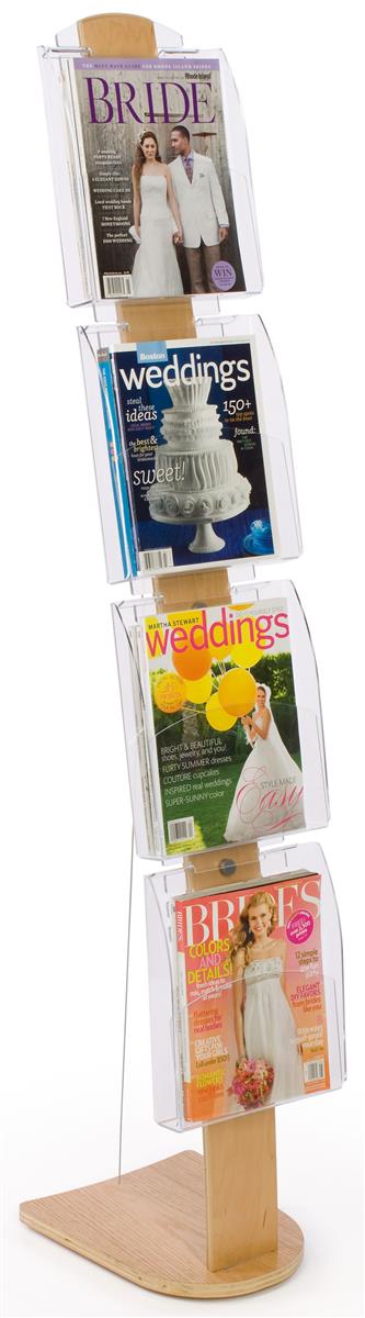 Literature Holders | 4-Pocket Display Stands with Wood Base