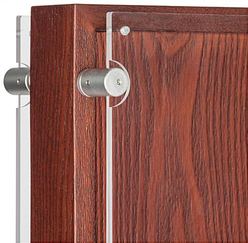 Dual-Sided Poster Stand with 20 Brochure Pockets | Wooden Board