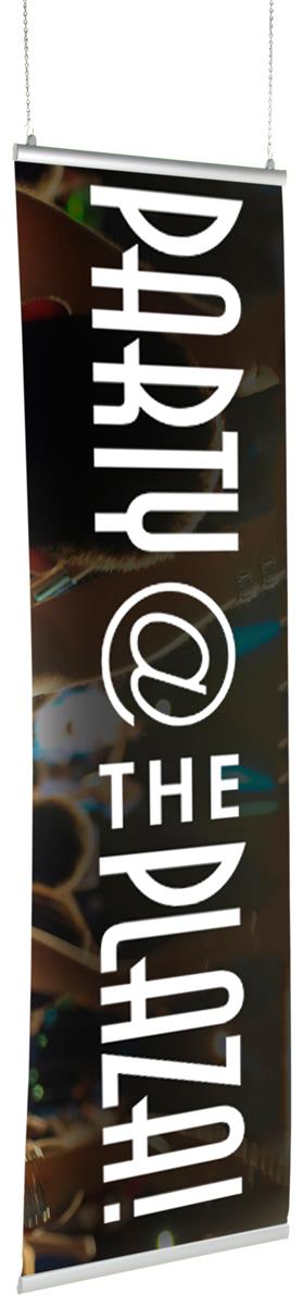 Silver Banner Hanging Rail | 24” Wide with Sliding Clips