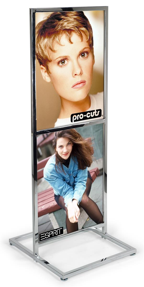 22" x 28" Chrome Poster Stand for Up to 4 Printed Graphics