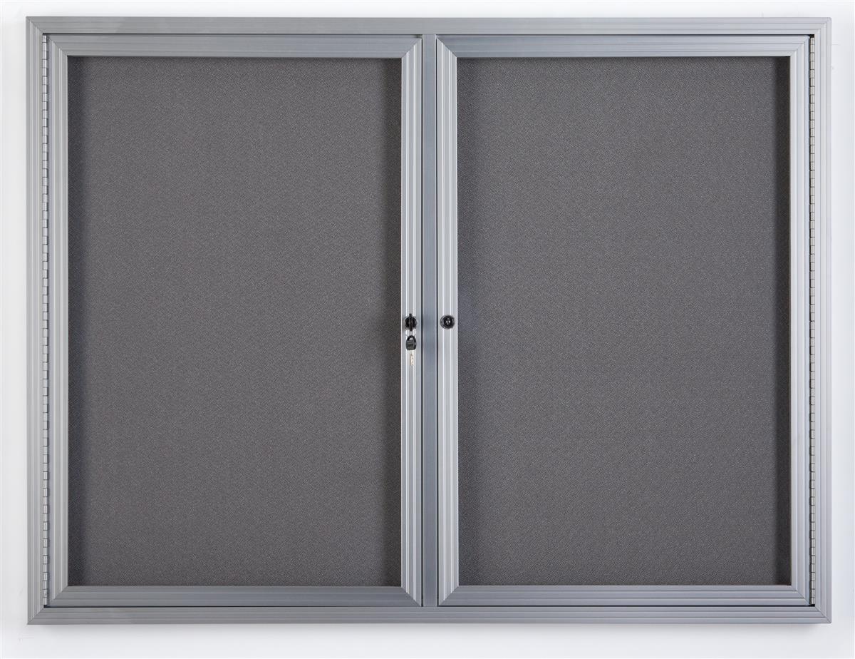 Fabric Corkboards - Shatterproof Swing Open Doors