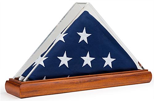 Acrylic Flag Holder | Cherry Stained Solid Oak Base