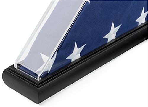 Clear Triangle Acrylic US Flag Box | Dark Solid Oak Base