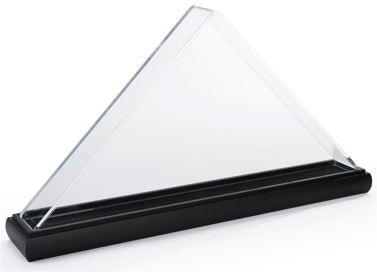 Clear Acrylic Flag Display Case | Dark Solid Oak Base