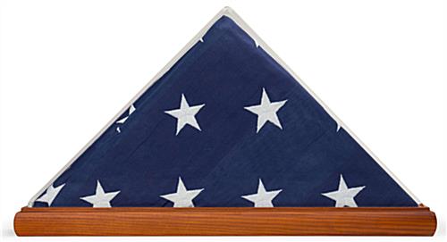 Folded Flag Holder Clear Acrylic | Oak Base with Cherry Finish