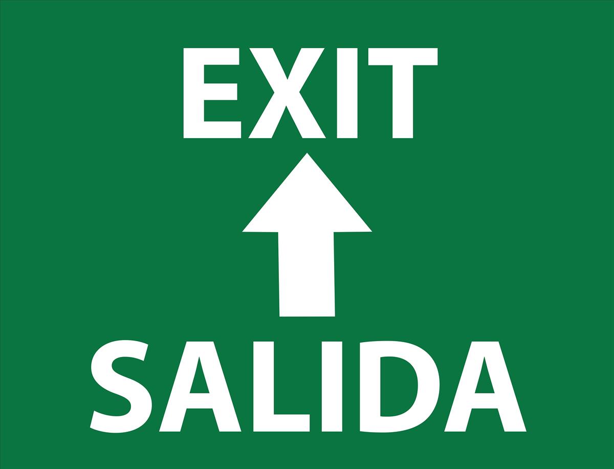 Bilingual Exit Safety Stick-On Floor Sign | Wayfinding Decal