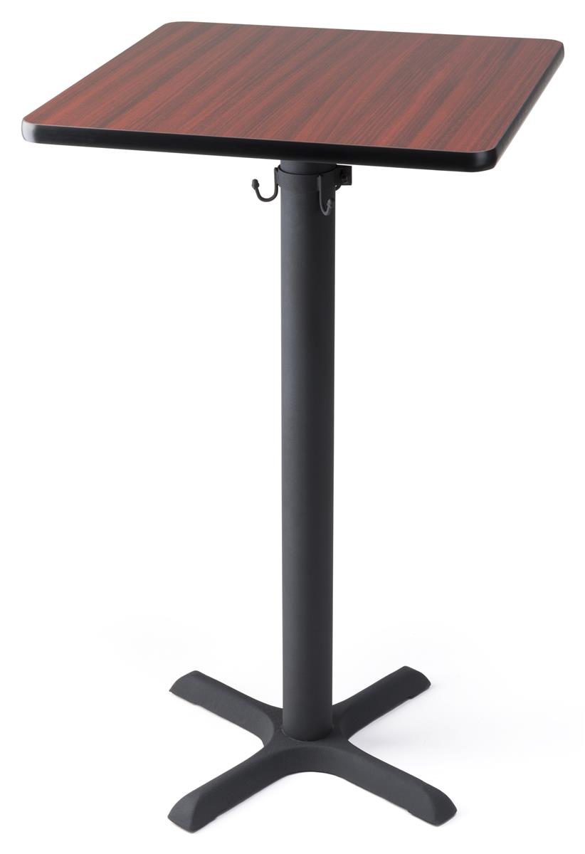 Square Top Pub Table | 24”w 42”h Mahogany w/ Bag Hooks