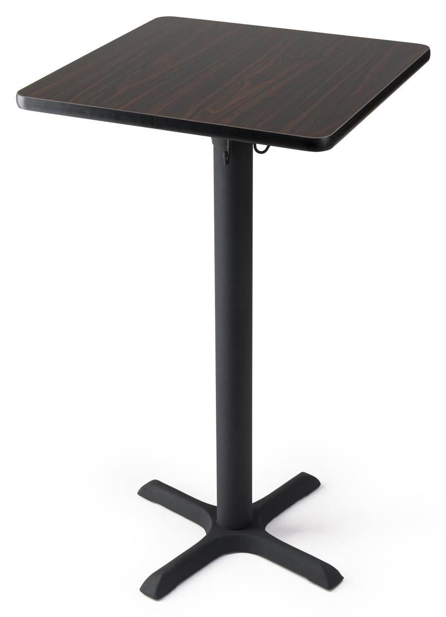 Tall Square Pub Table | 24”w 42”h Mocha Walnut w/ Bag Hooks