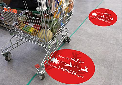 Round Social Distance Floor Decal With Holiday Message | Vinyl