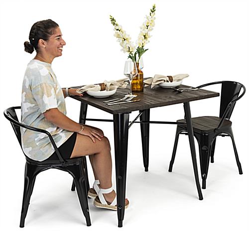 Indoor Café Table Set | 3-Piece Wood and Metal Furniture Set