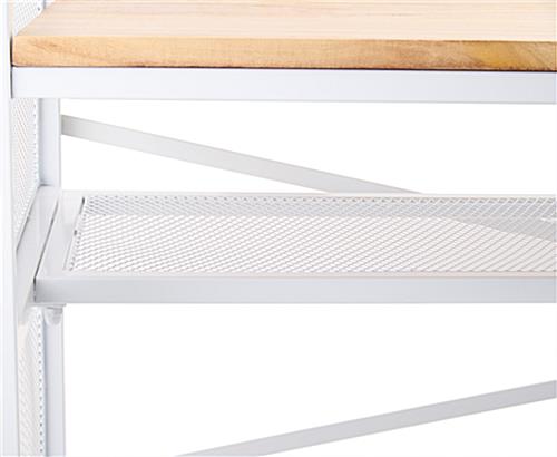 Counter Height Bar Table | White Frame w/ Paulownia Wood Counter