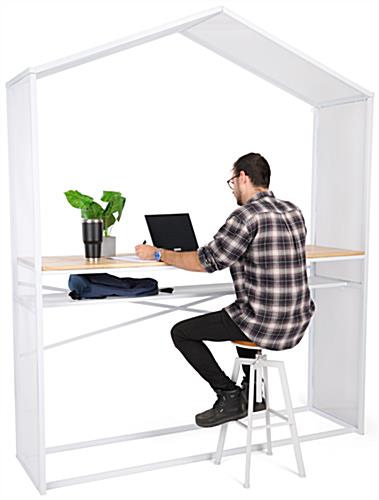 Counter Height Bar Table | White Frame w/ Paulownia Wood Counter