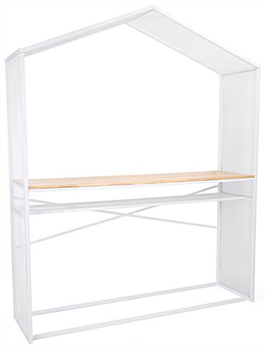 Counter Height Bar Table | White Frame w/ Paulownia Wood Counter