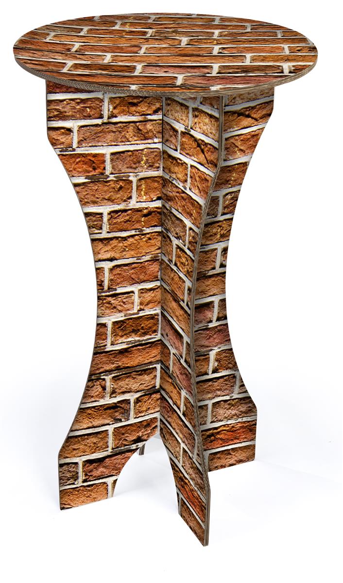 Cardboard Cocktail Table | 42"h, Red Brick Print