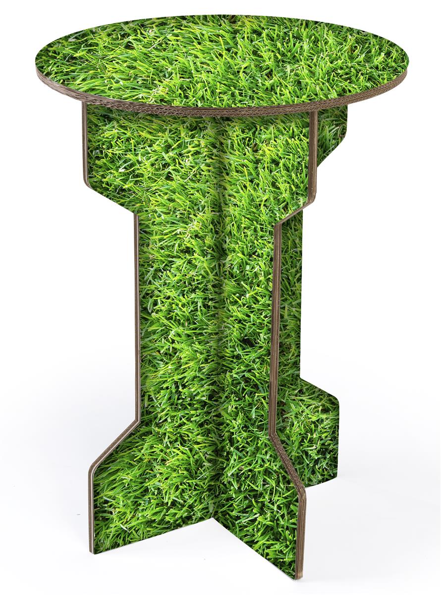 Cardboard Pedestal Table | 25"h, Grass Print