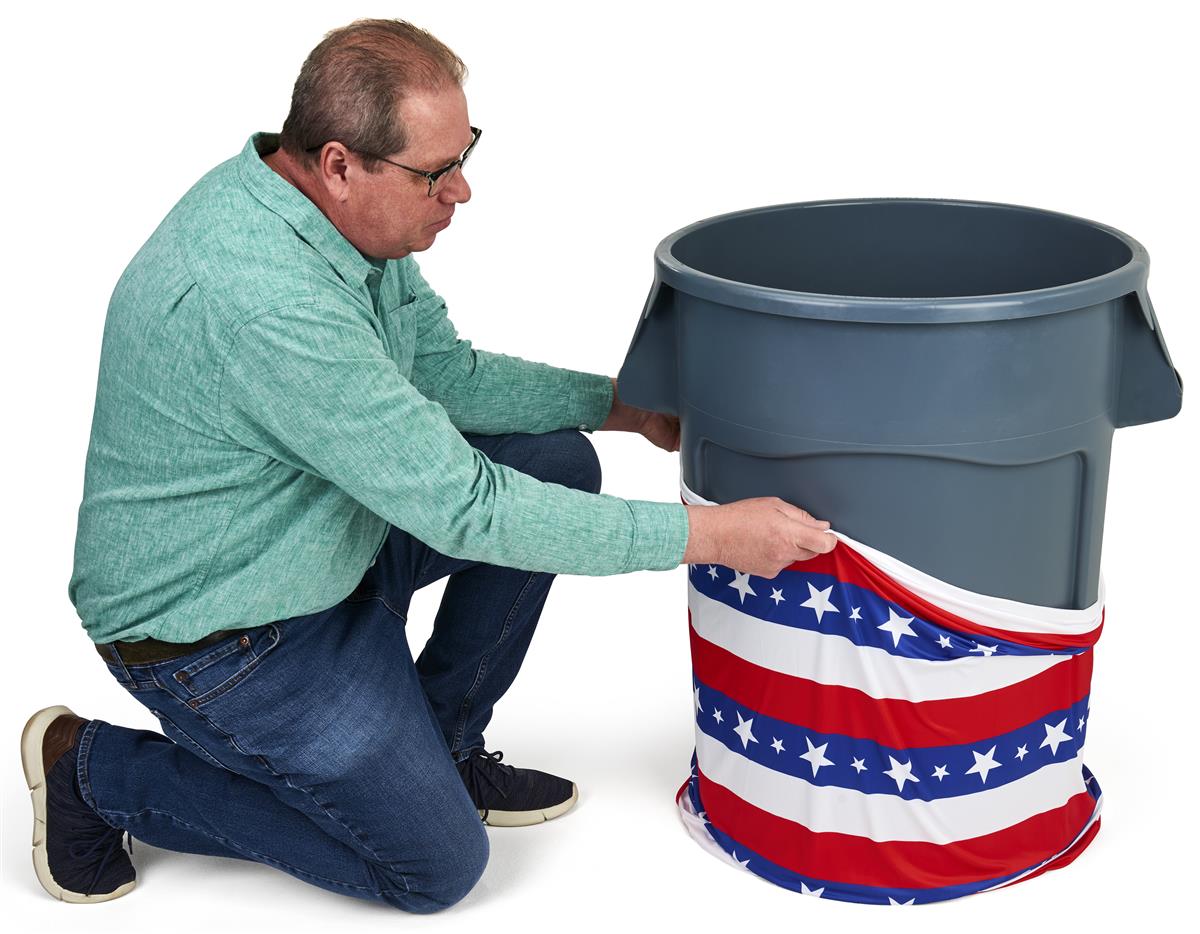 Patriotic Themed Trash Can Stretch Wrap | Reusable Polyester
