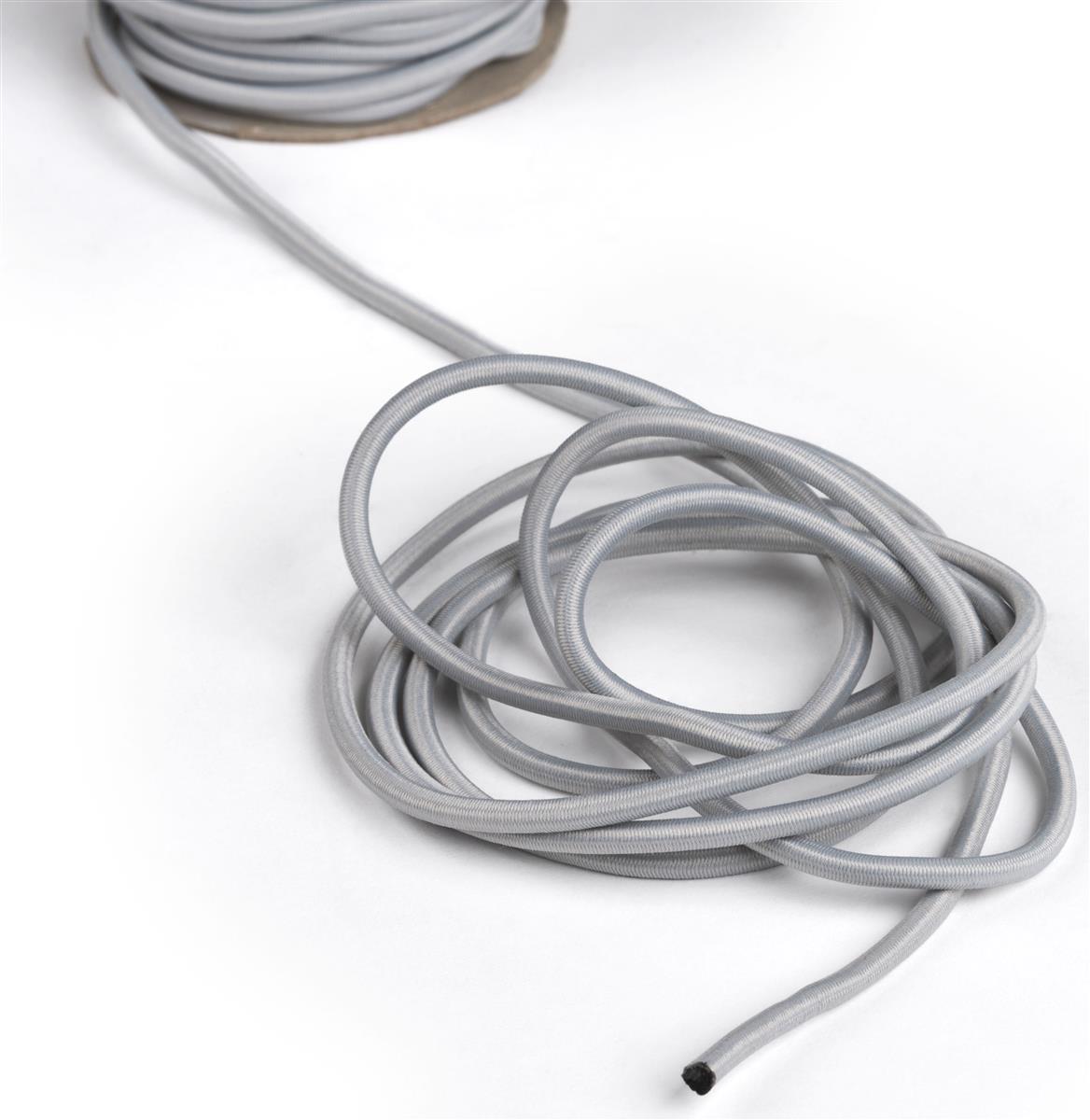 100-Ft Gray Elastic Stanchion Cord | 0.2" Diameter