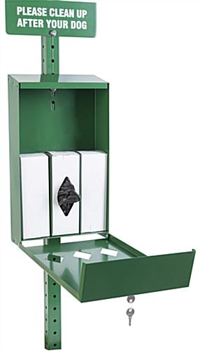 Dog Waste Station | Locking Bag Storage Compartment