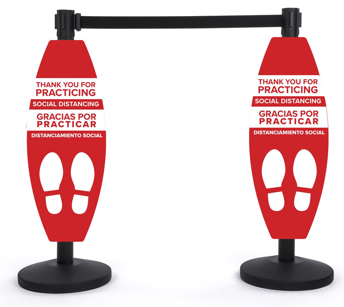 English Spanish Social Distancing Post Sign | Pre-Printed Graphic