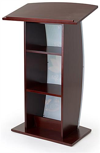Mahogany Custom Podium | 2 Shelves and Large Reading Surface