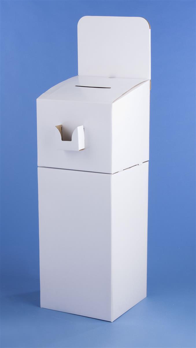 Floor Standing Cardboard Ballot Box | Literature Pocket