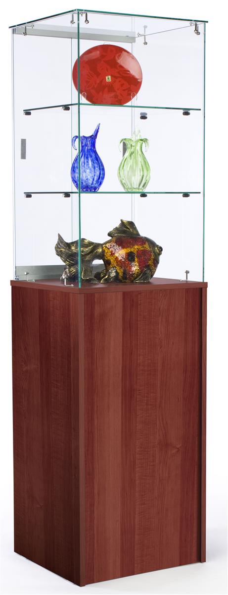 Locking Display Tower | Cherry Laminate Finished Base