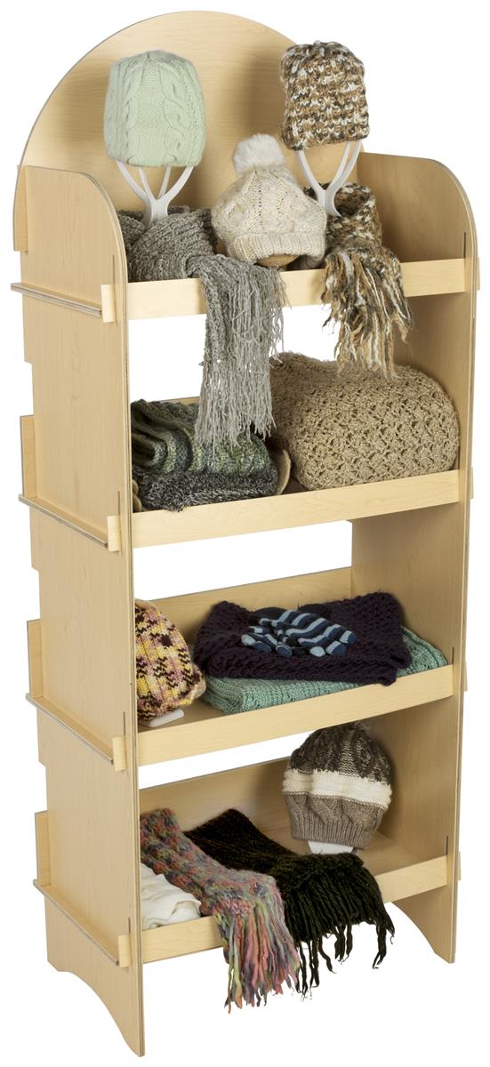 Four Shelf Wooden Display | Freestanding Knock Down Plywood Rack