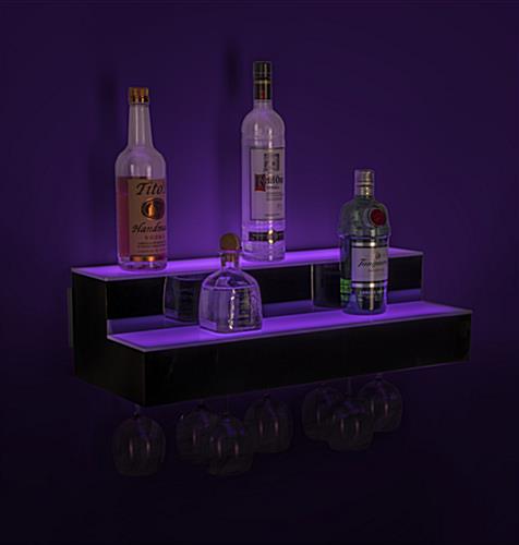 Lighted Bar Shelf Bottle Glorifier | 24"w 2 Step Tier LED Rack