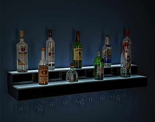 Tiered LED Liquor Speed Rack | 48"w 2 Step Tier with Glass Holder