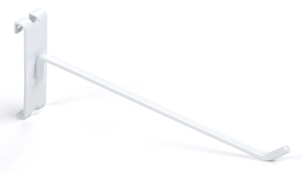 10" White Wire Grid Panel Single Stem Hook | 30° Angled Tip