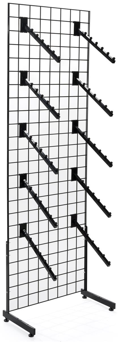 Black Gridwall "L" Base Waterfall Display Set | 20 6-Ball Hangers