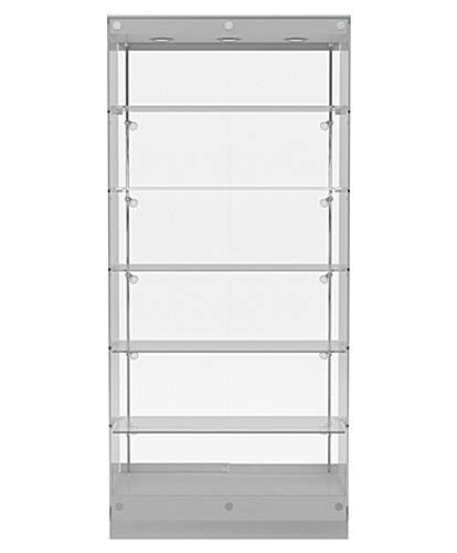 Modern LED Display Case | Silver Top & Base