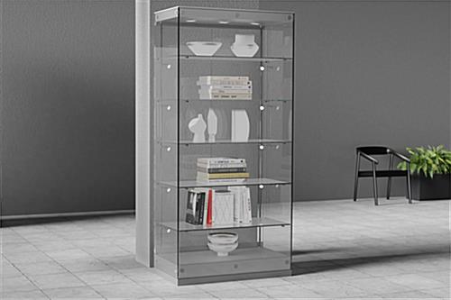 Modern LED Display Case | Silver Top & Base