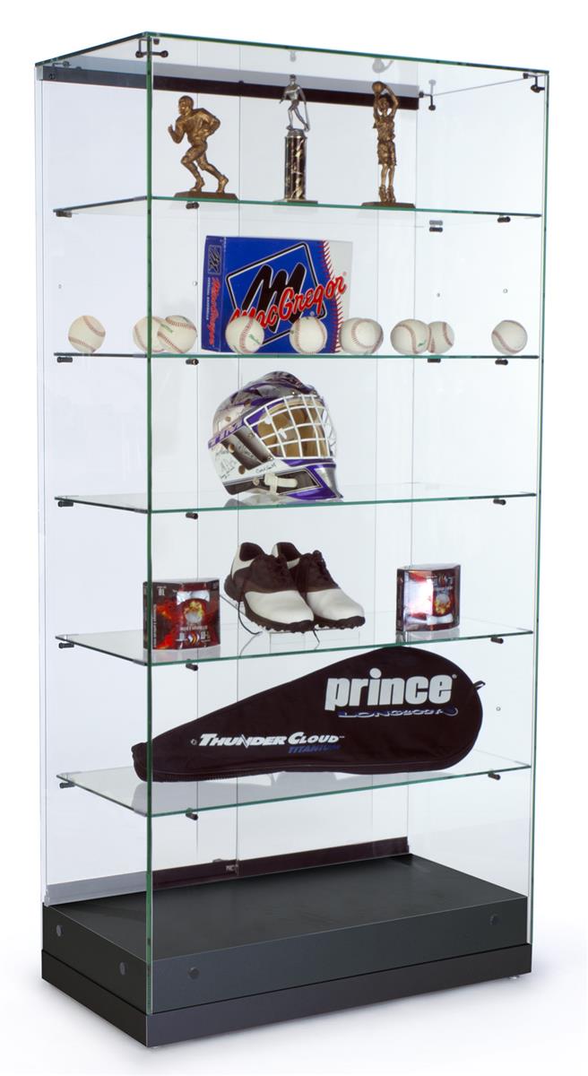 Black Display Case | Glass Showcase with (5) Shelves