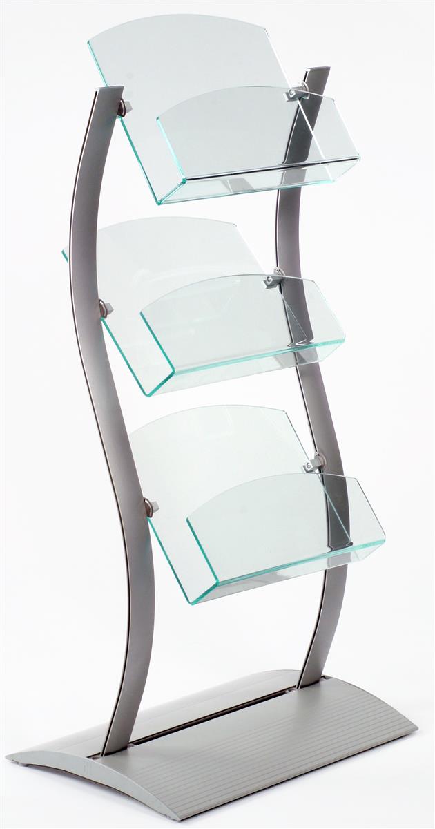 Catalog Rack with 3 Green-Acrylic Pockets