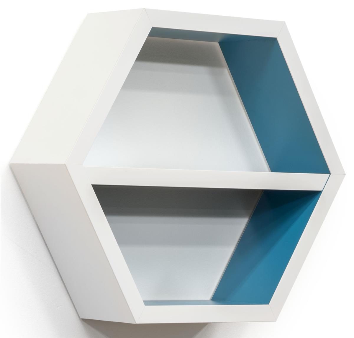 Hexagonal Shelving Unit | White Exterior & Teal Interior