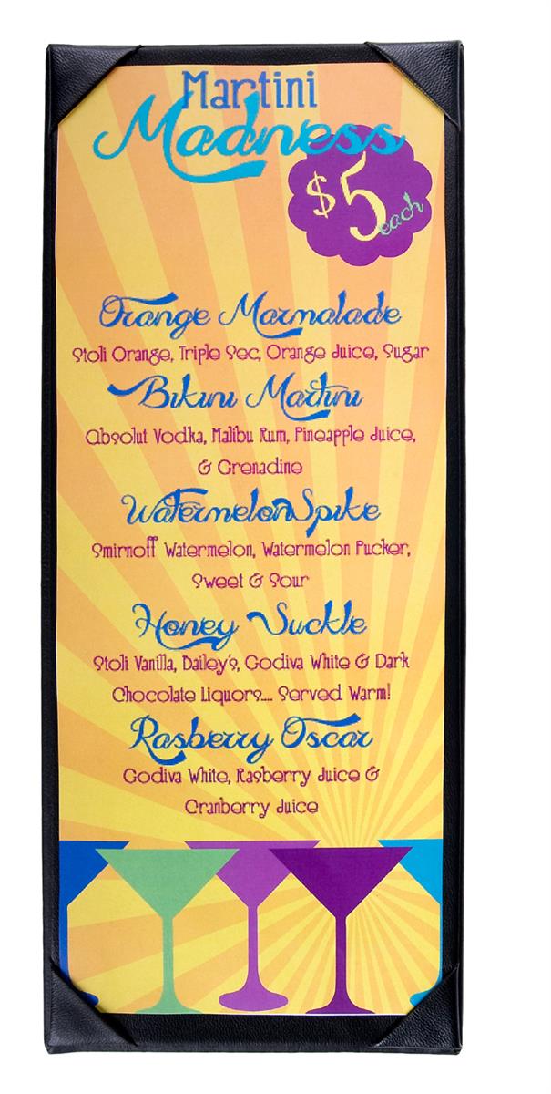 Wine Menu Covers | Single Sheet With Hardboard Backing