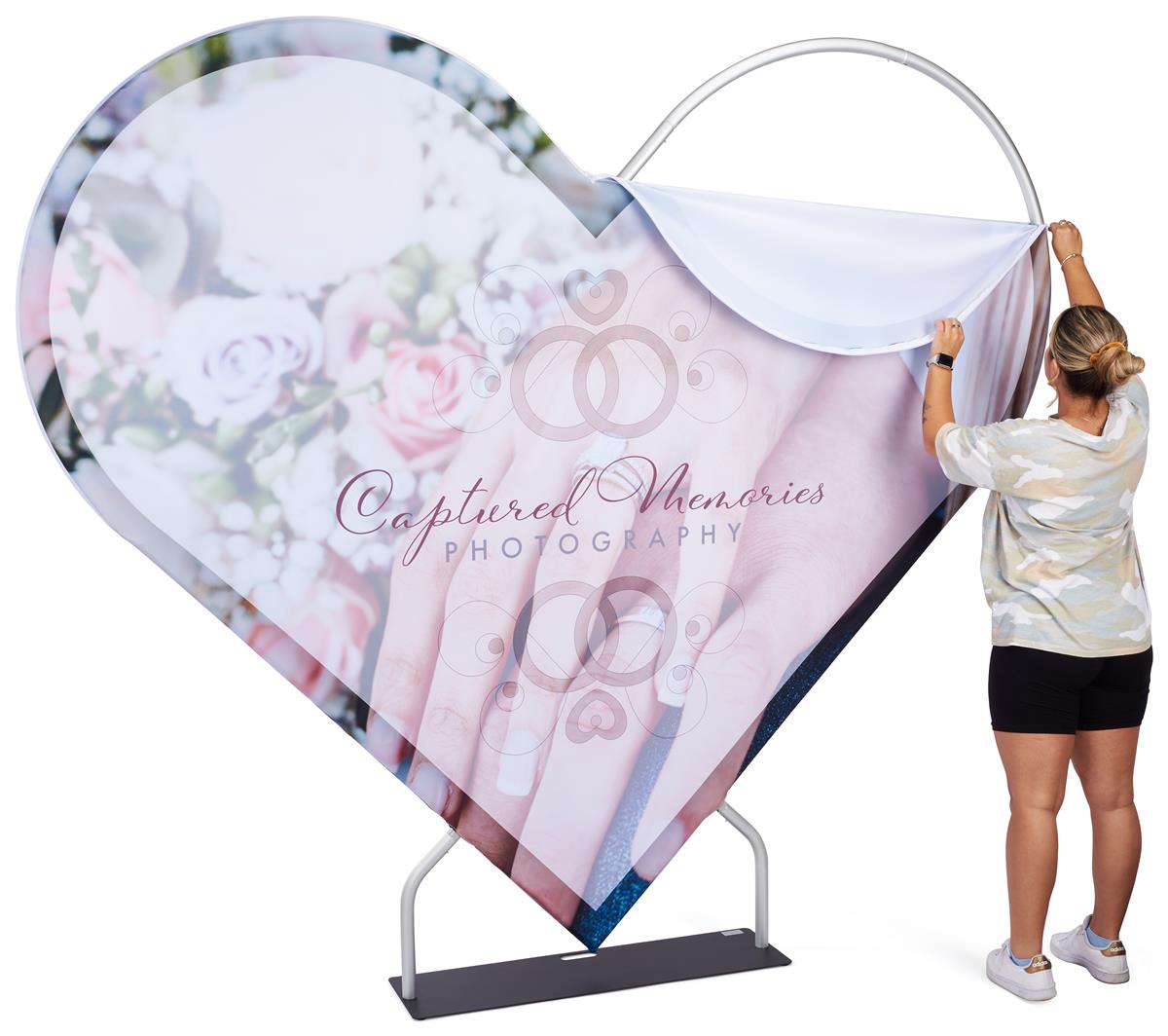 Heart Shaped Graphic Backdrop | Single or Double-Sided Signage