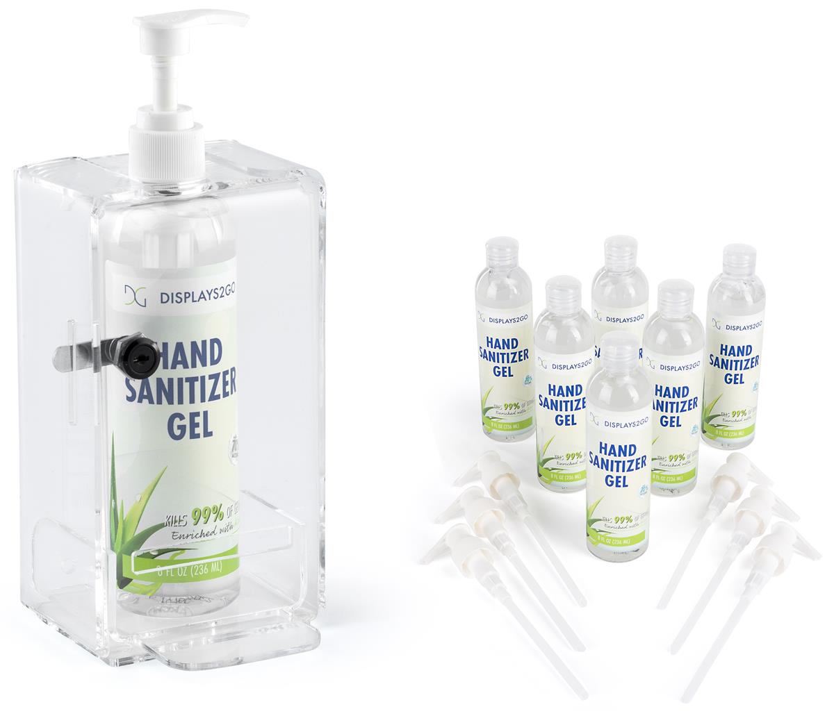 Locking Acrylic Tabletop Sanitizer Kit | Includes Gel and Pumps