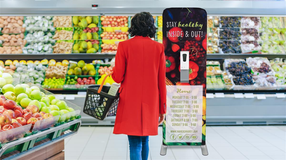 Touchless Hand Sanitizer Banner Stand | Double-Sided Graphics