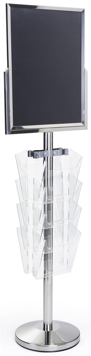 18 x 24 Floor Standing Sign with Magazine Holder | Steel Pole