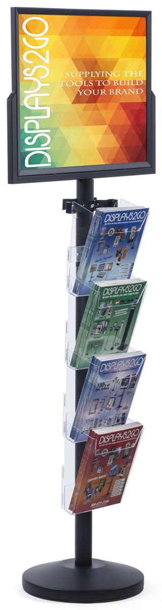 24” x 18” Sign Post with 4 Clear Literature Pockets