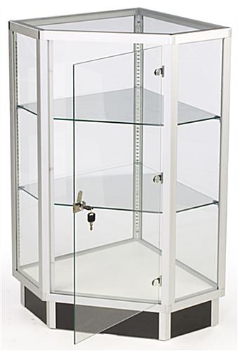 Glass Cabinets | 28" Corner Display w/ Hinged Door & Locking Door