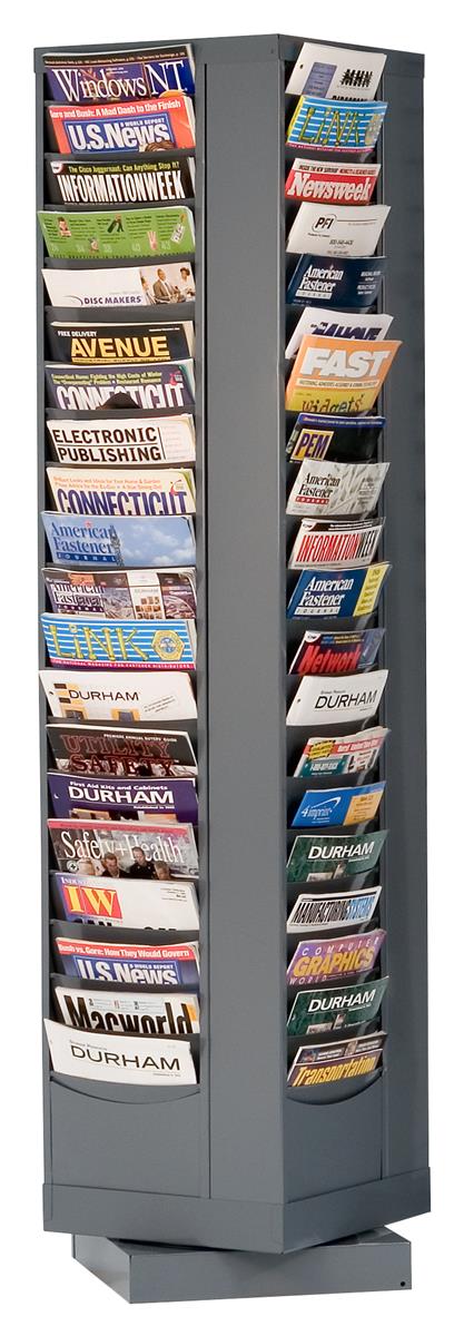 (80) Pocket Revolving Literature Rack - Gray Finish
