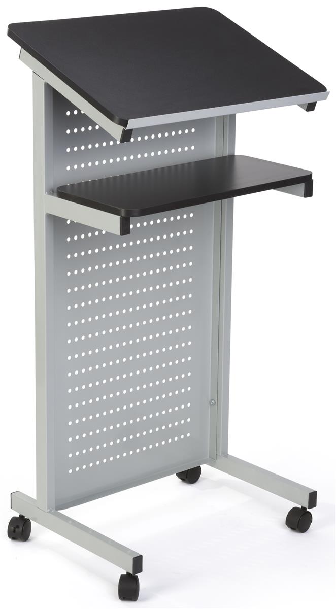 Laptop Presentation Cart | Silver Frame & Black Top
