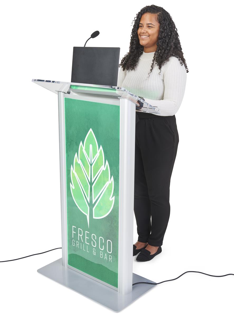 Custom LED Clear Acrylic Lectern | UV Digital Printing