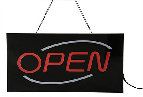 Rainbow LED Open Signs | Red Text with Rainbow Pattern Outline