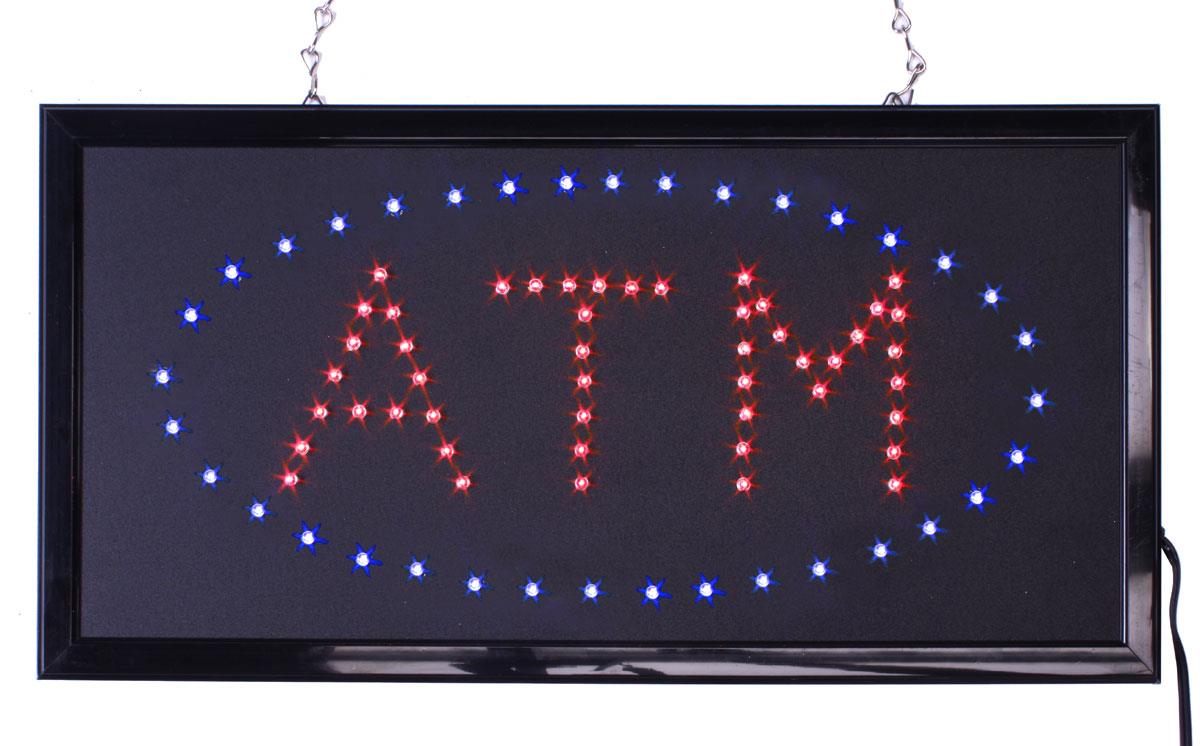 ATM LED Sign | Flashing Animation With Blue Light Up Oval