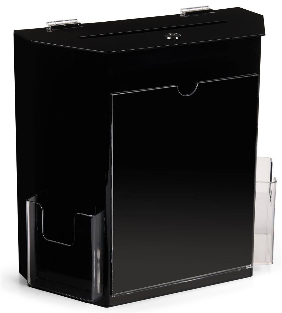 Black Suggestion Box with 2 Pockets | Locking